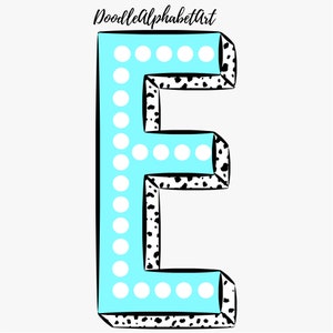 Retro Hand-drawn 3D Dalmatian Dots Alphabet Letters PNG Bundle, Summer ...