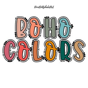 Boho Doodle Alphabet PNG Bundle: Earthy Colors (digital Download) - Etsy
