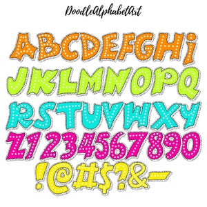 Groovy Comic Dalmatian Dots Alphabet PNG Bundle, Bright Color, 5 Alpha ...