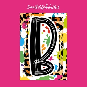 Scribble Blocks Letters PNG, Grunge Leopard and Paint Splats Alphabet ...