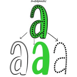 Fillable Blank Center Dots Alphabet SVG PNG Pdf, Editable Doodle ...
