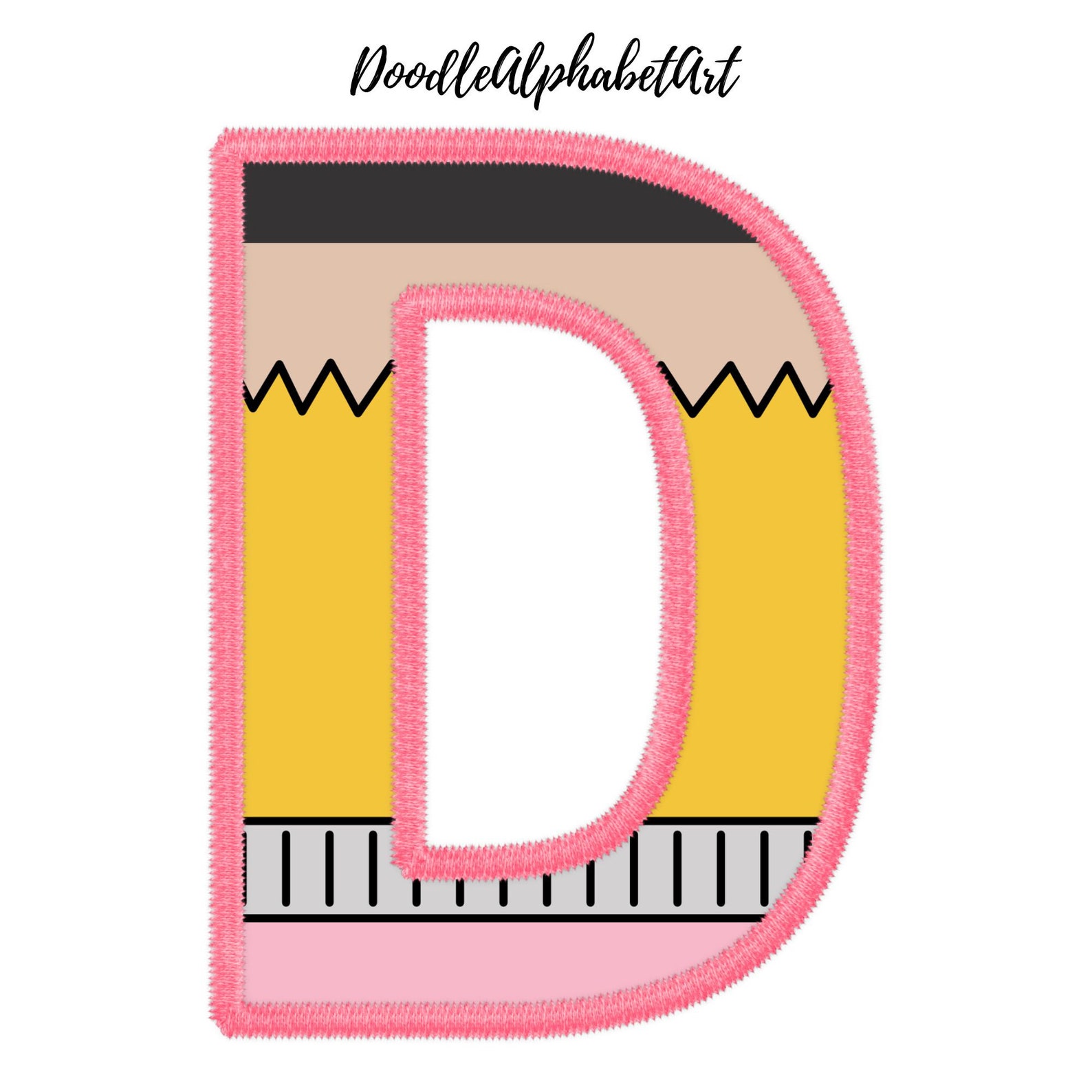 Pencil Alphabet PNG, Faux Embroidery Letters With Brink Pink Stitch ...