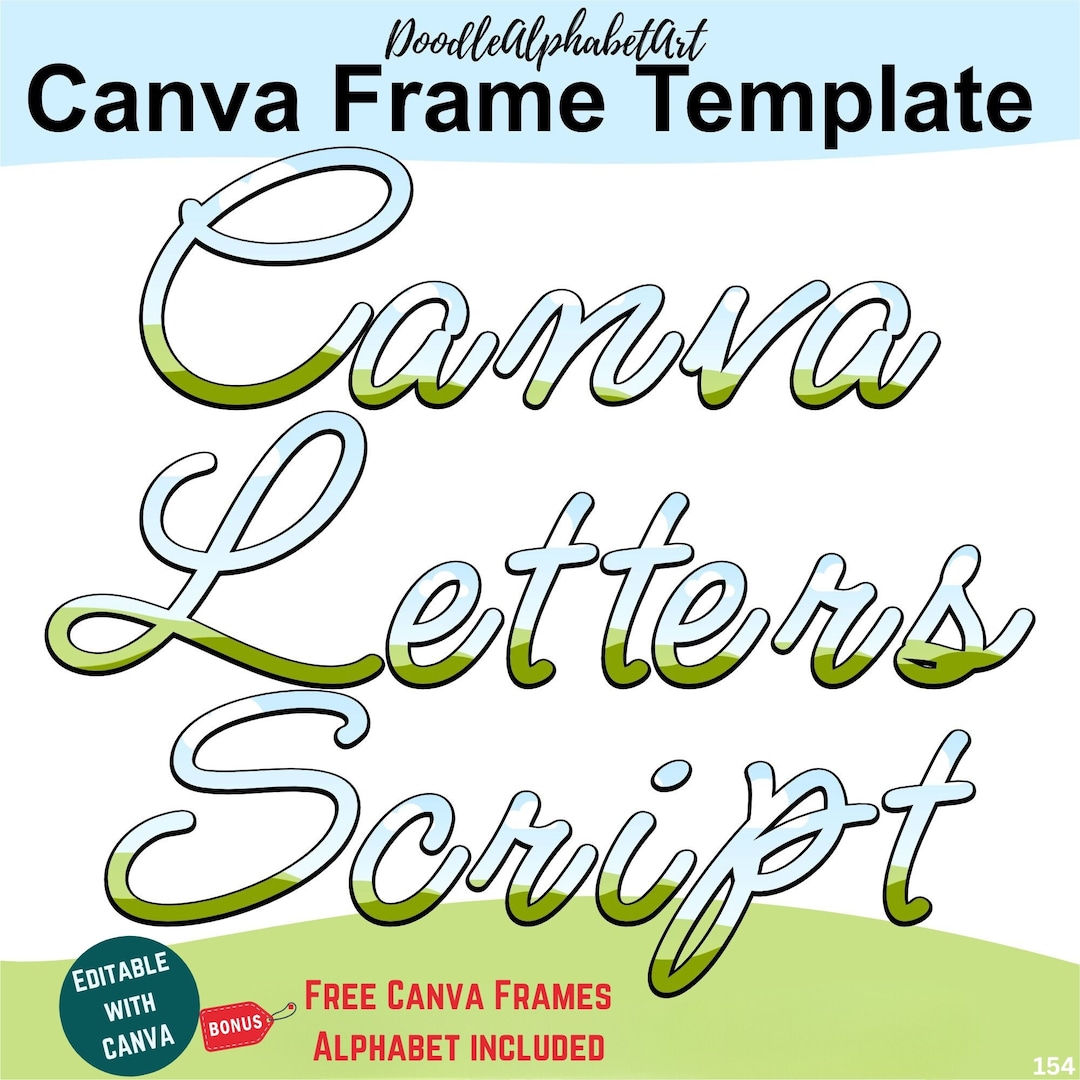 Customizable Canva Frame Letters: Monoline Script and Cursive Style ...