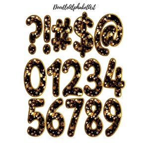 Doodle Alphabet Letters PNG, Gold Glitter Texture Border on a Black ...