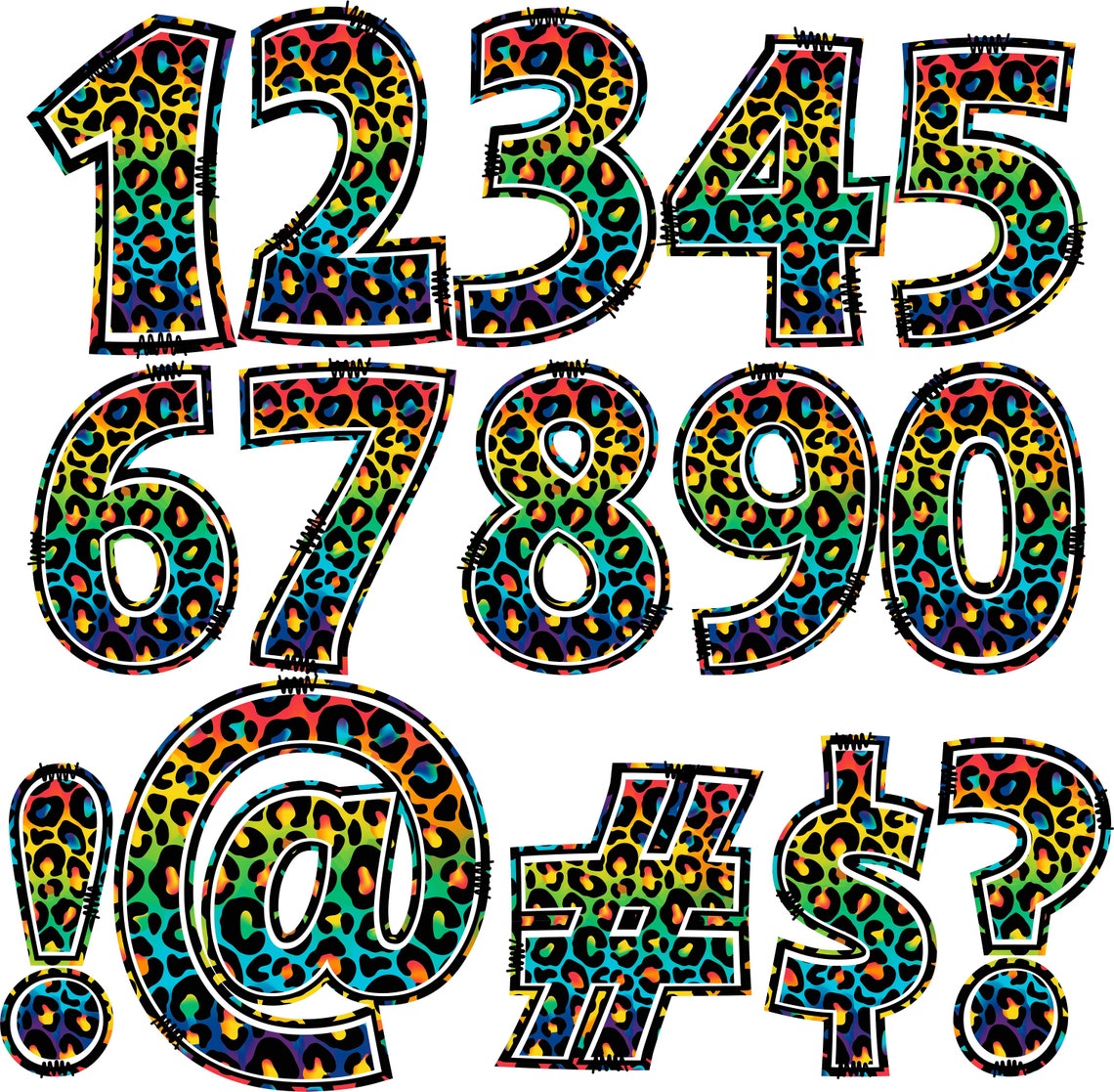 Rainbow Leopard Digital Alphabet Letters PNG Sublimation - Etsy