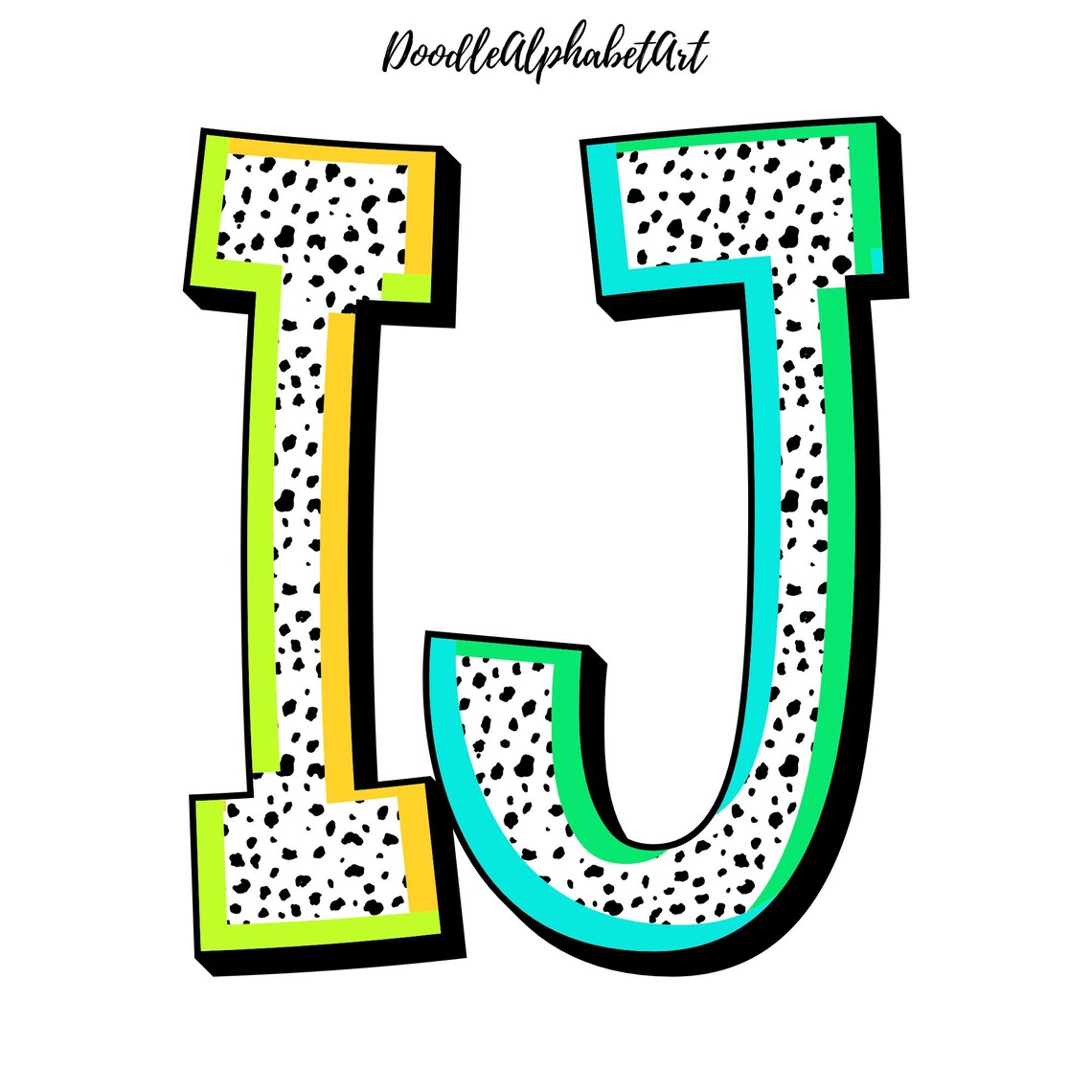 Funky Dalmatian Alphabet PNG: Colorful Doodle Letters (digital Download ...