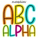 Black Dots Alphabet PNG Bundle, Vibrant Bright Colors, 5 Alpha Sets ...