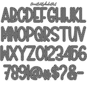 White Polka Dots Alphabet PNG Bundle, Back and White Colors, Hand-drawn ...