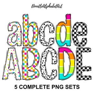 Doodle Letters PNG Bundle: Dalmatian Dot, Checkered Font DIY Crafts - Etsy