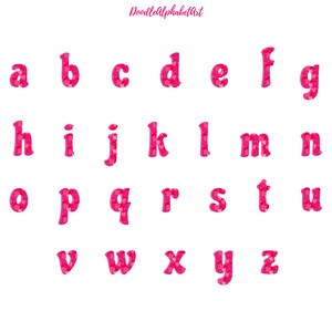 Girly Love Doodle Alphabet PNG Bundle, Valentine's Day Shades of Pink ...