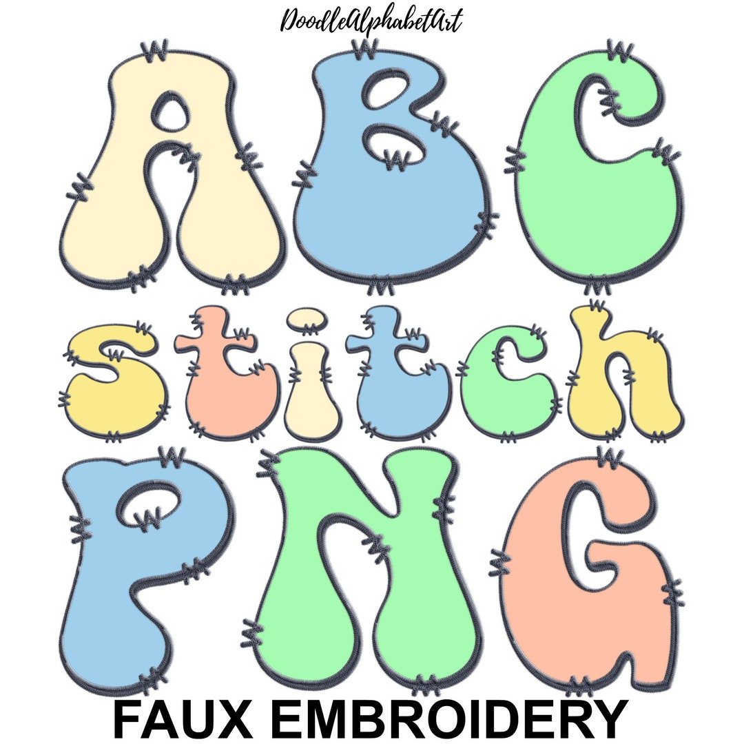 Groovy Font Faux Embroidery Design, Easter Groovy Design, Doodle ...