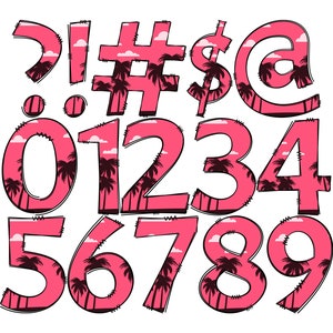 Palm Tree Summer Letters PNG, 5 Hand Drawn Doodle Alphabet Set in ...