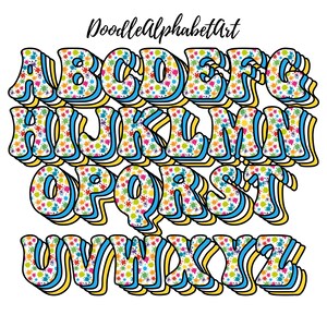 Paint Splats Retro Alphabet PNG, Retro Bubble Letters PNG With 3D ...