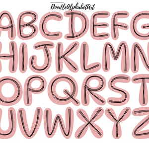 Boho Scribble Letters PNG, 5 Alphabet Set, Boho Doodle Alphabet PNG ...