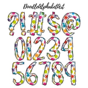 Paint Splats Doodle Alphabet PNG Bundle: Wave Outline Letters (digital ...