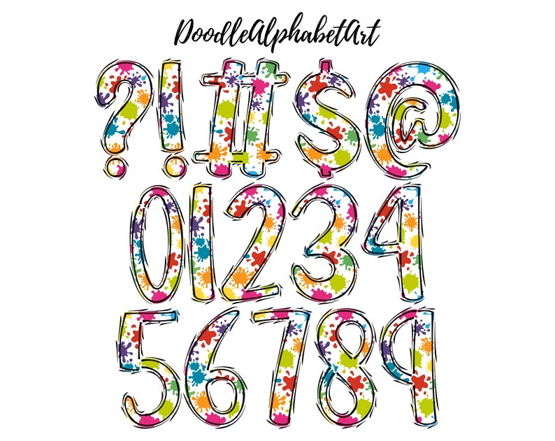 Paint Splats Letters PNG Wave Outline Hand Drawn Digital - Etsy