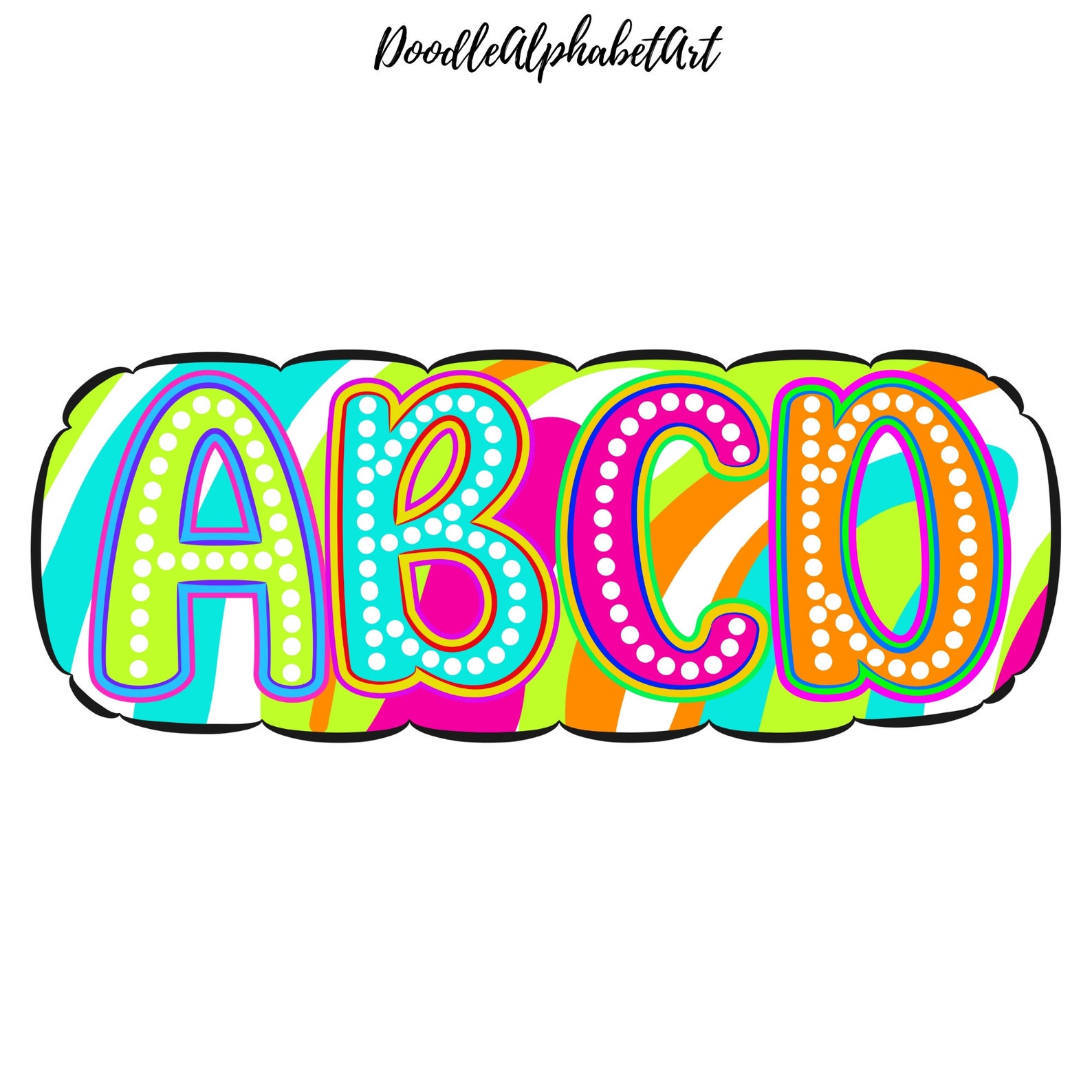 Funky Marquee Alphabet PNG Bundle: Bright Colorful Letters ...