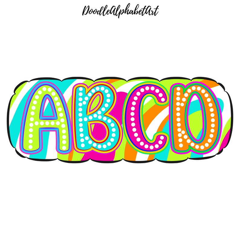 Funky Marquee Alphabet PNG Bundle: Bright Colorful Letters ...