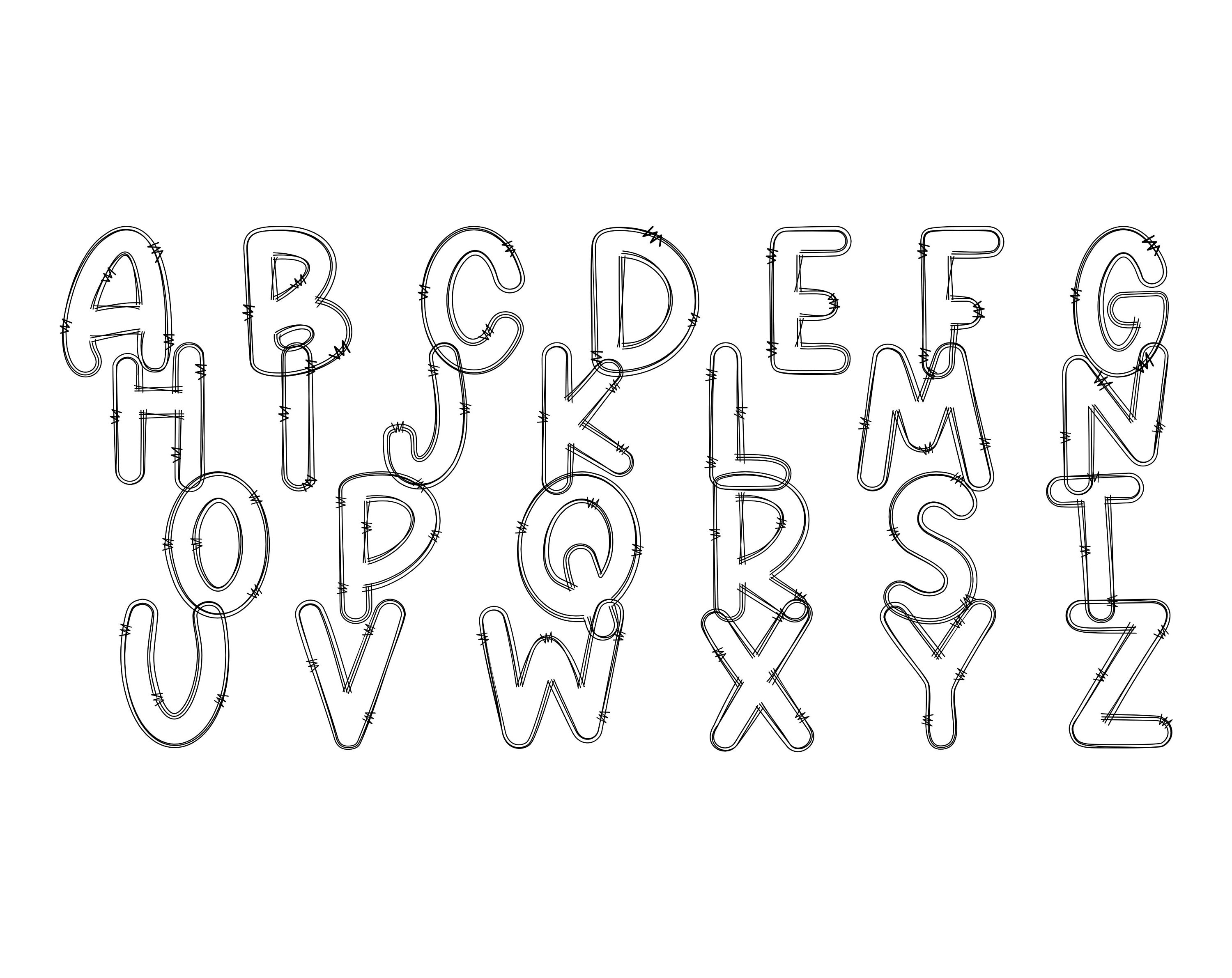 Doodle Letters Alphabet With Transparent Inside SVG PNG Eps Pdf ...
