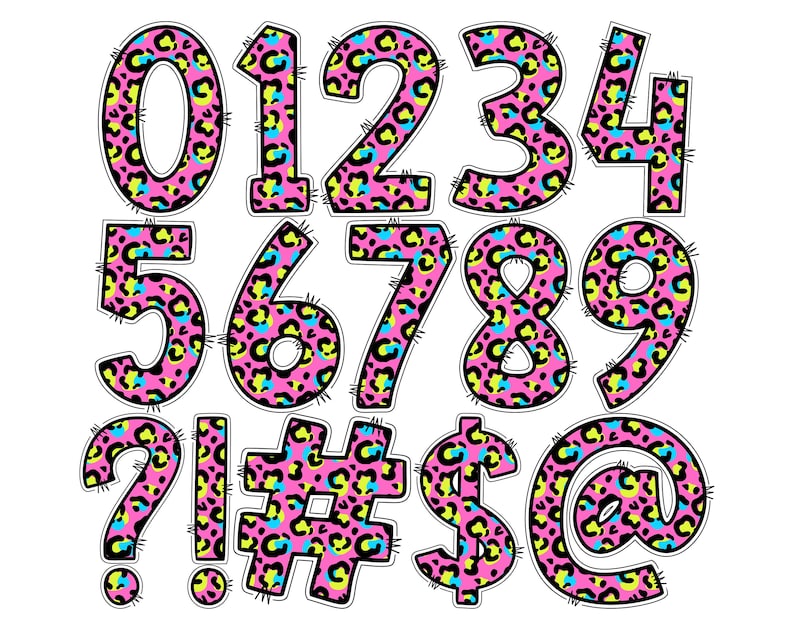 Bright Leopard Animal Print Alphabet Digital Letters PNG Hand - Etsy