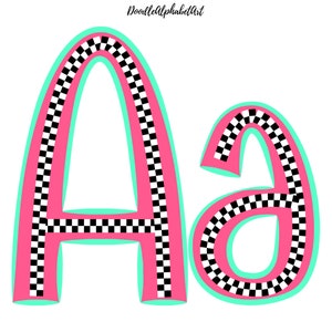 Checkerboard Alphabet PNG Bundle, Summer, Bold and Bright Colors, 5 ...