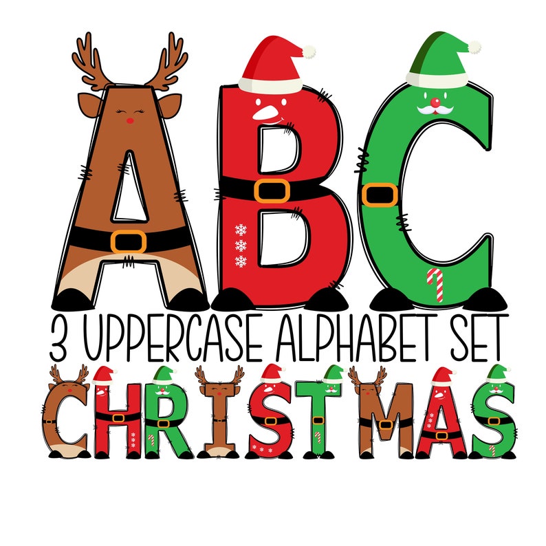 Christmas Digital Doodle Alphabet PNG Letters and Numbers - Etsy