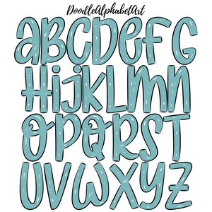 Whimsical Doodle Alphabet Letters PNG Bundle, 10 Alpha Sets, Boho Color ...