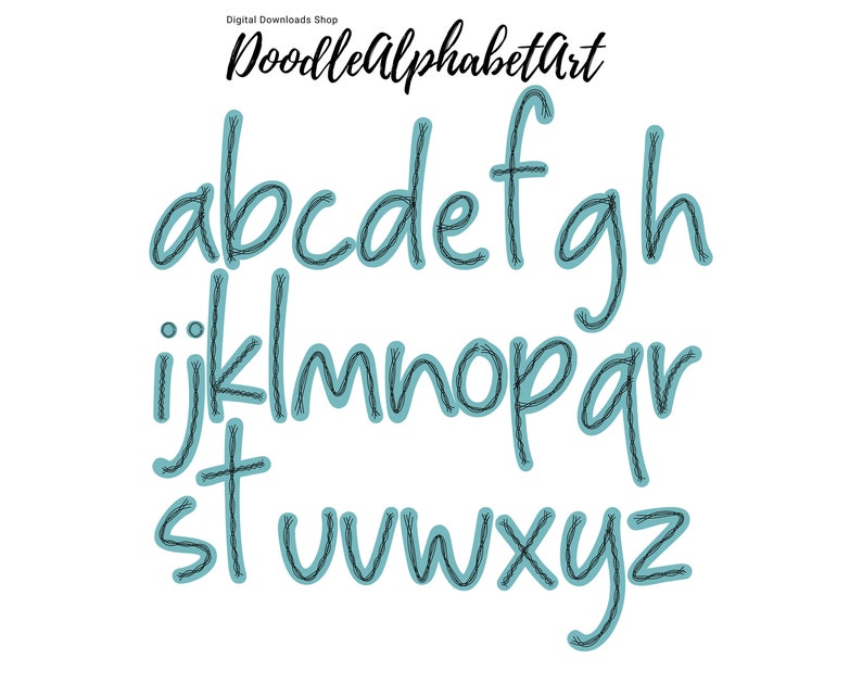 Scribble Alphabet PNG Bohemian Color Palette Boho Digital - Etsy