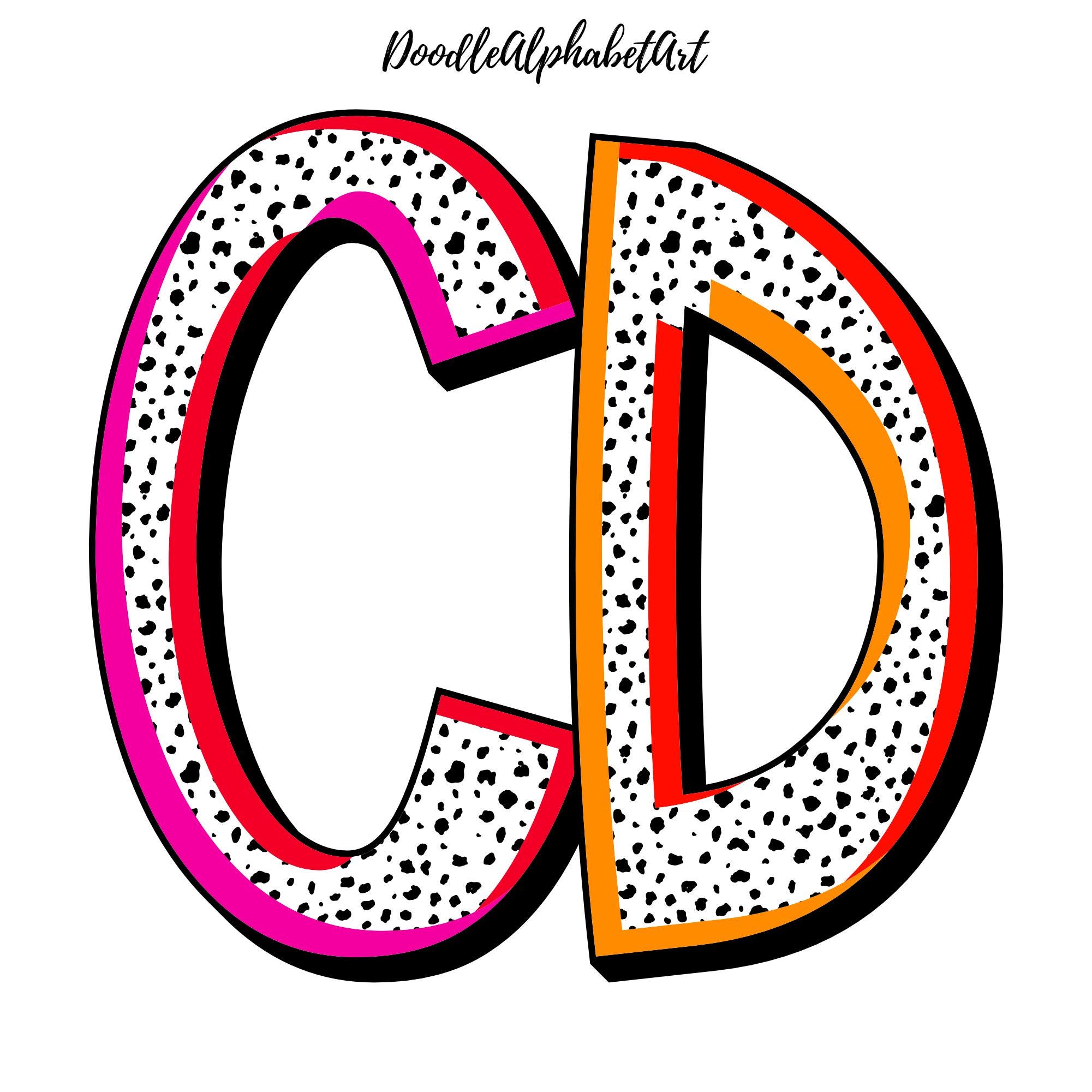 Funky Dalmatian Alphabet PNG: Colorful Doodle Letters (digital Download ...