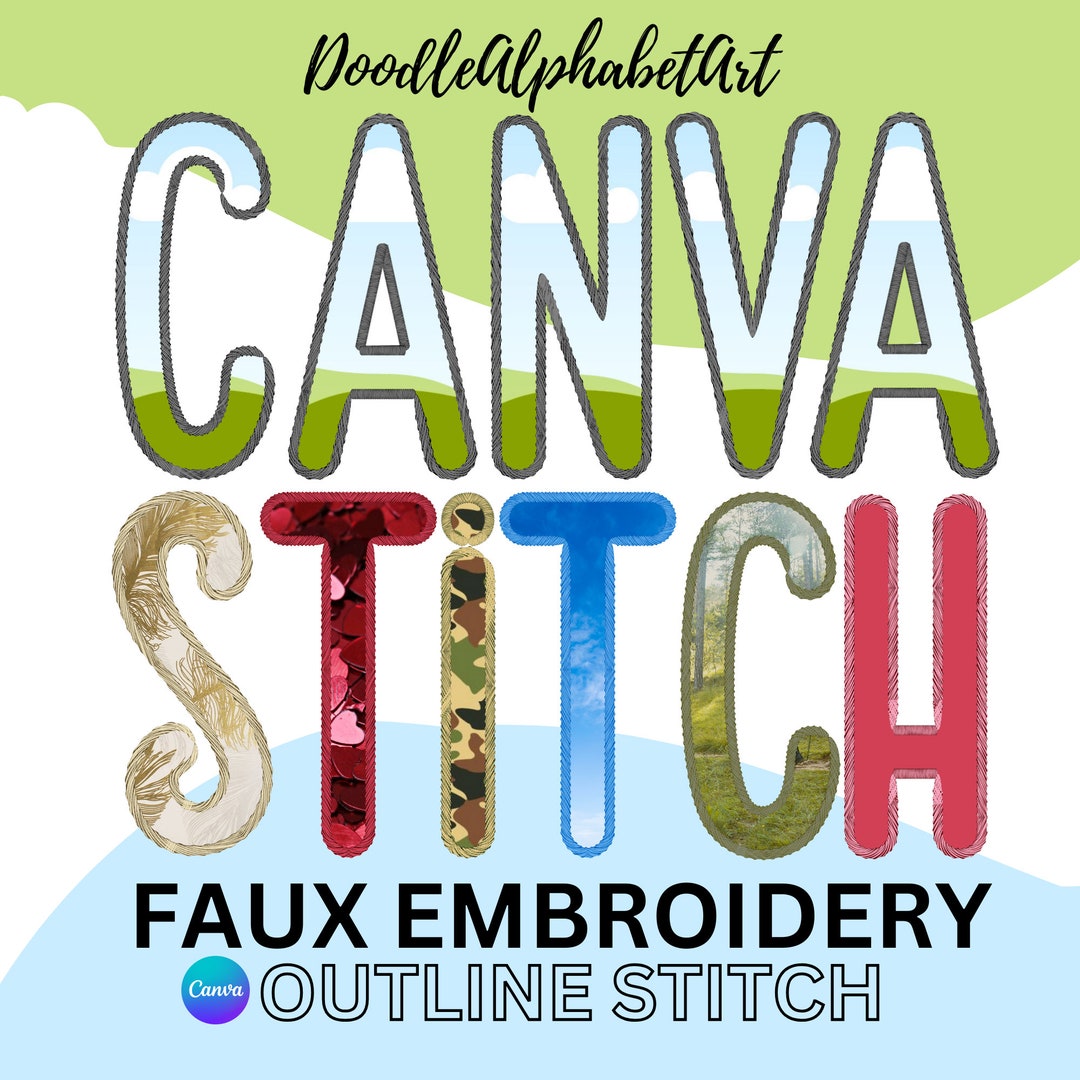 Canva Frame Letters Faux Embroidery Font Editable Doodle - Etsy