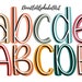 Retro Groovy Font PNG Bundle, 5 Alpha Sets in Teacher Color Palette ...