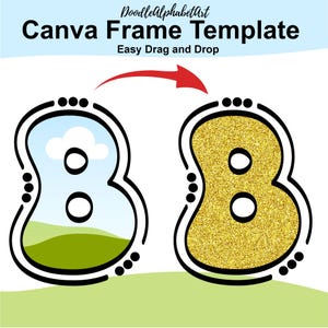 Canva Frame Letters, Doodle Groovy Alphabet, Line and Dots, Editable ...