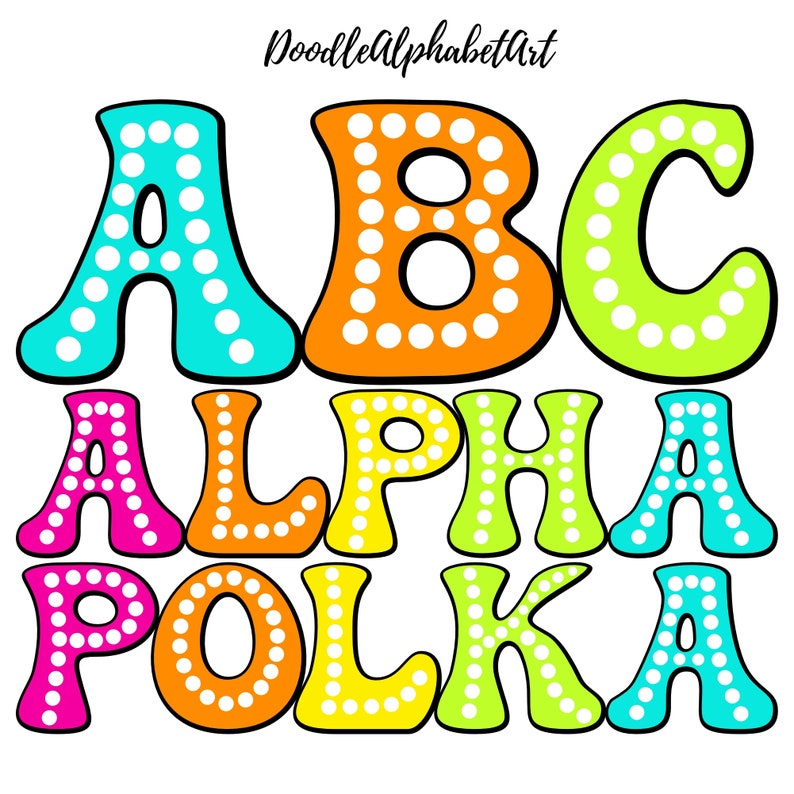 Groovy Polka Dot Alphabet PNG Bundle: Retro Marquee Letters (digital ...