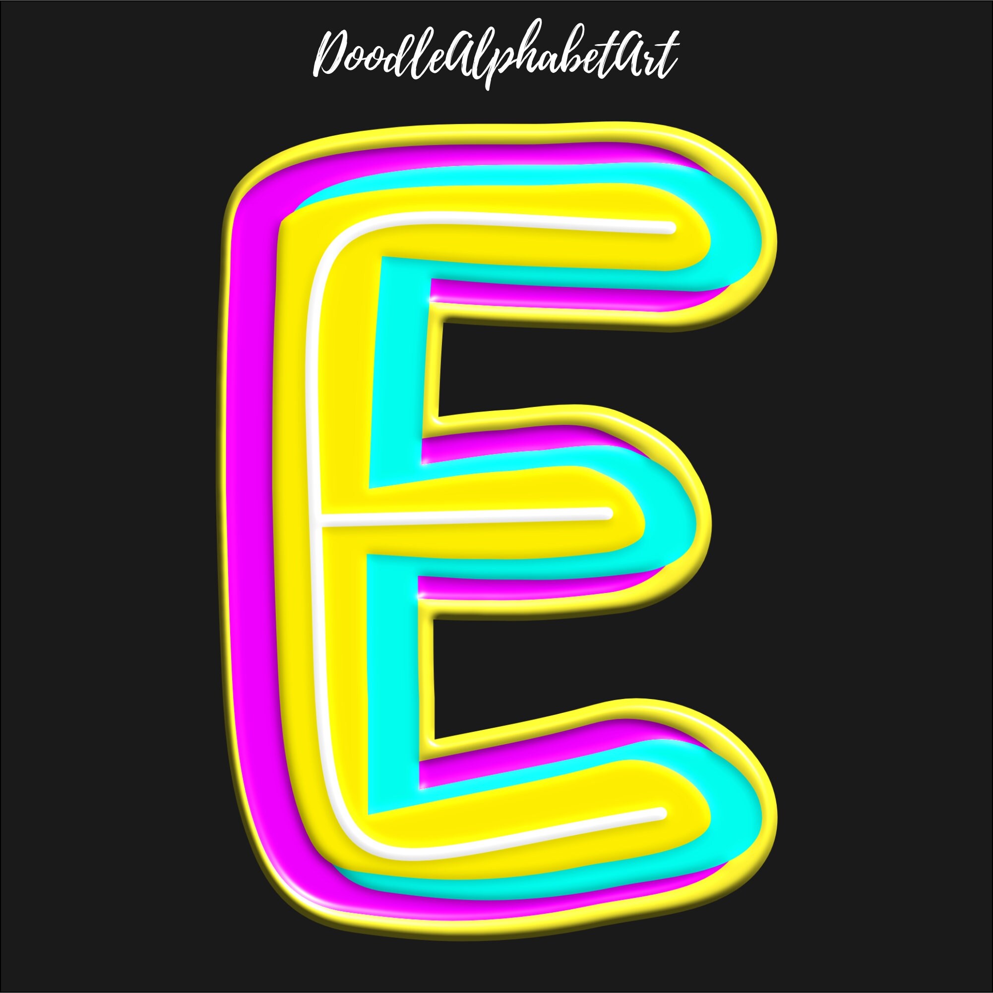 Funky Doodle Alphabet PNG Bundle: Colorful Inflated Letters (digital ...