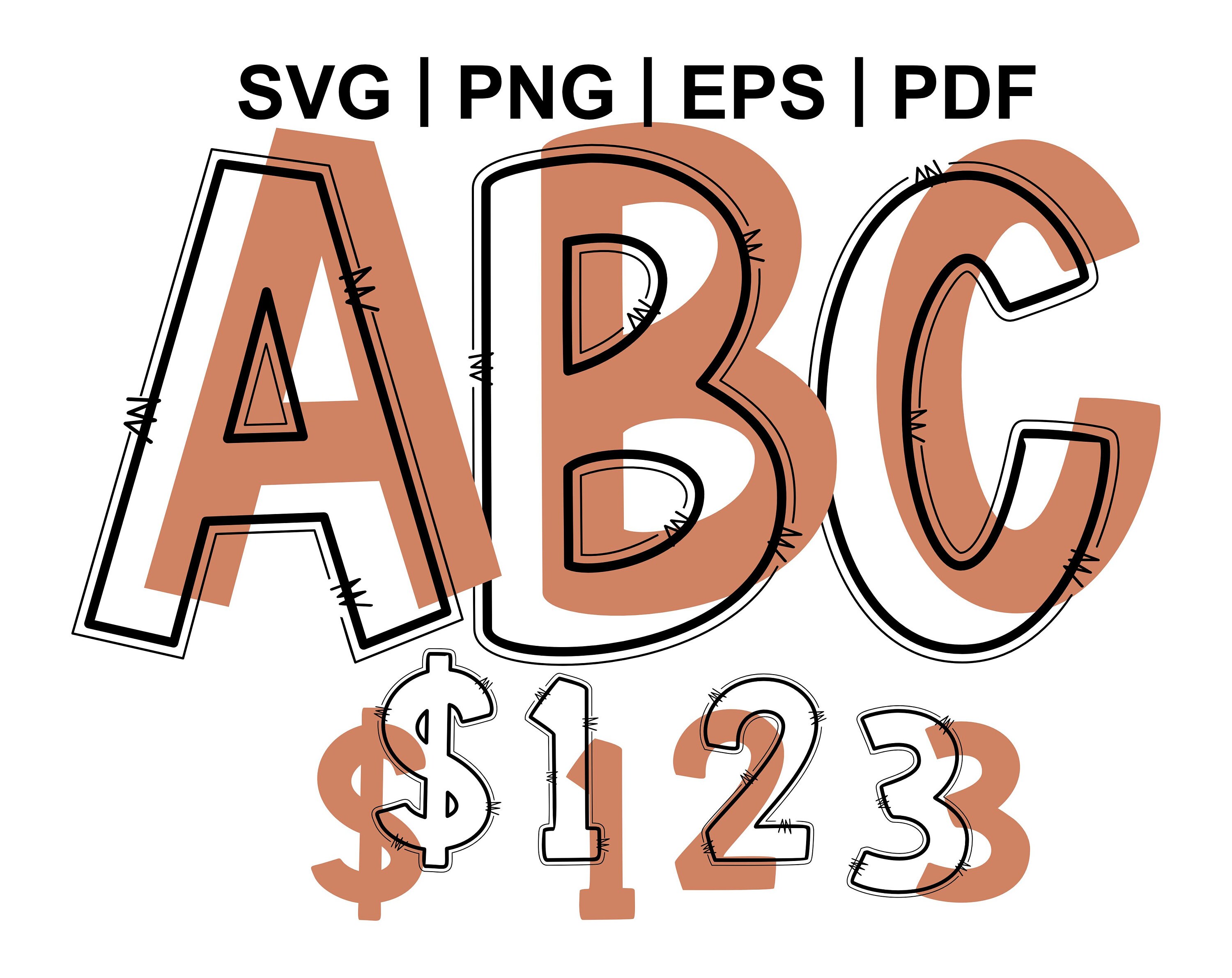 Doodle Blank Transparent Letters Font Alphabet SVG PNG EPS Pdf. Create ...
