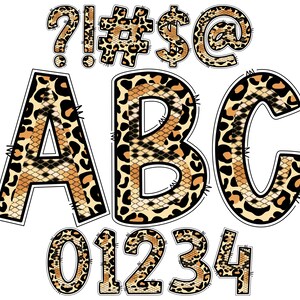 Half Leopard Digital Doodle Alphabet Letters PNG Mixed With Snake Skin ...
