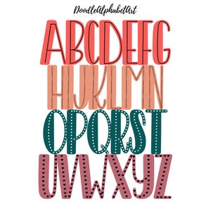 Boho Scribble & Dots Alphabet Letters PNG Bundle, 10 Alpha Sets, Hand ...