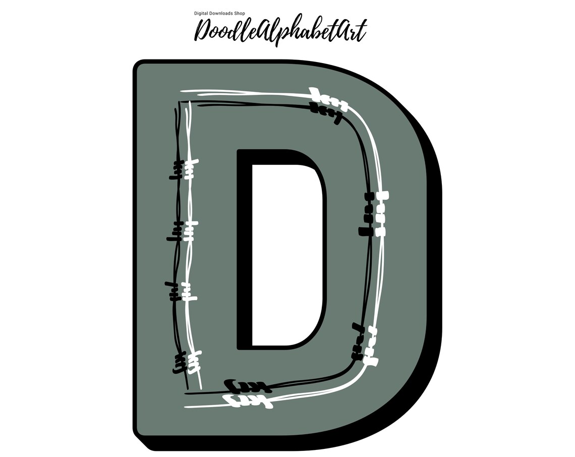 Barbed Wire Doodle Alphabet PNG Scribble Boho Alphabet - Etsy