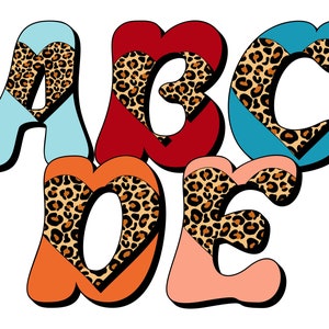 Valentine's Day Leopard Alphabet PNG Bundle, LOVE Alphabet, Groovy ...