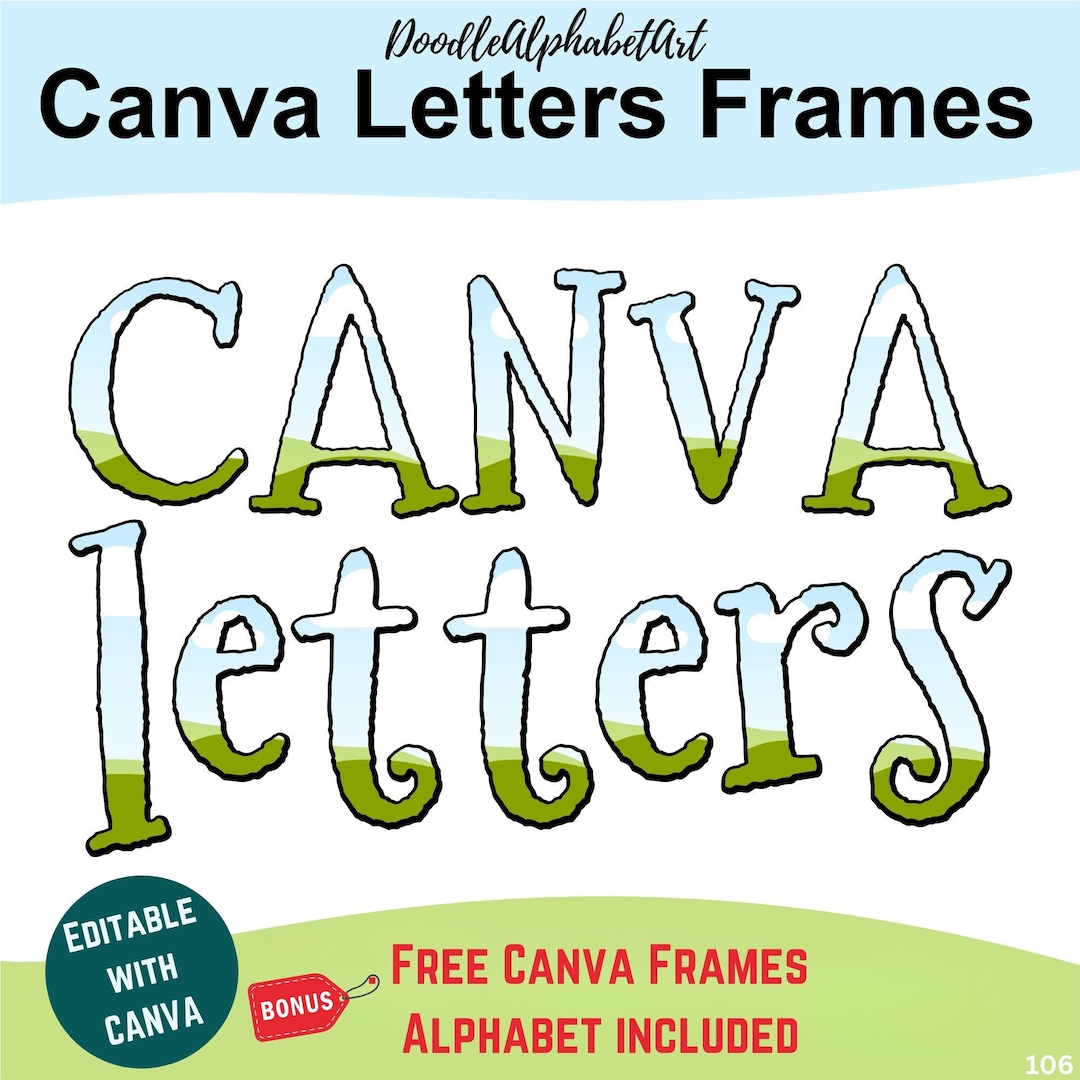 Canva Frame Letters, Casual Serif Font, Christmas Doodle Alphabet ...