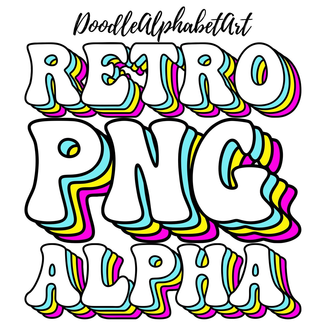 Retro Alphabet PNG, Groovy PNG Letters, Ultra Bright Color Scheme ...