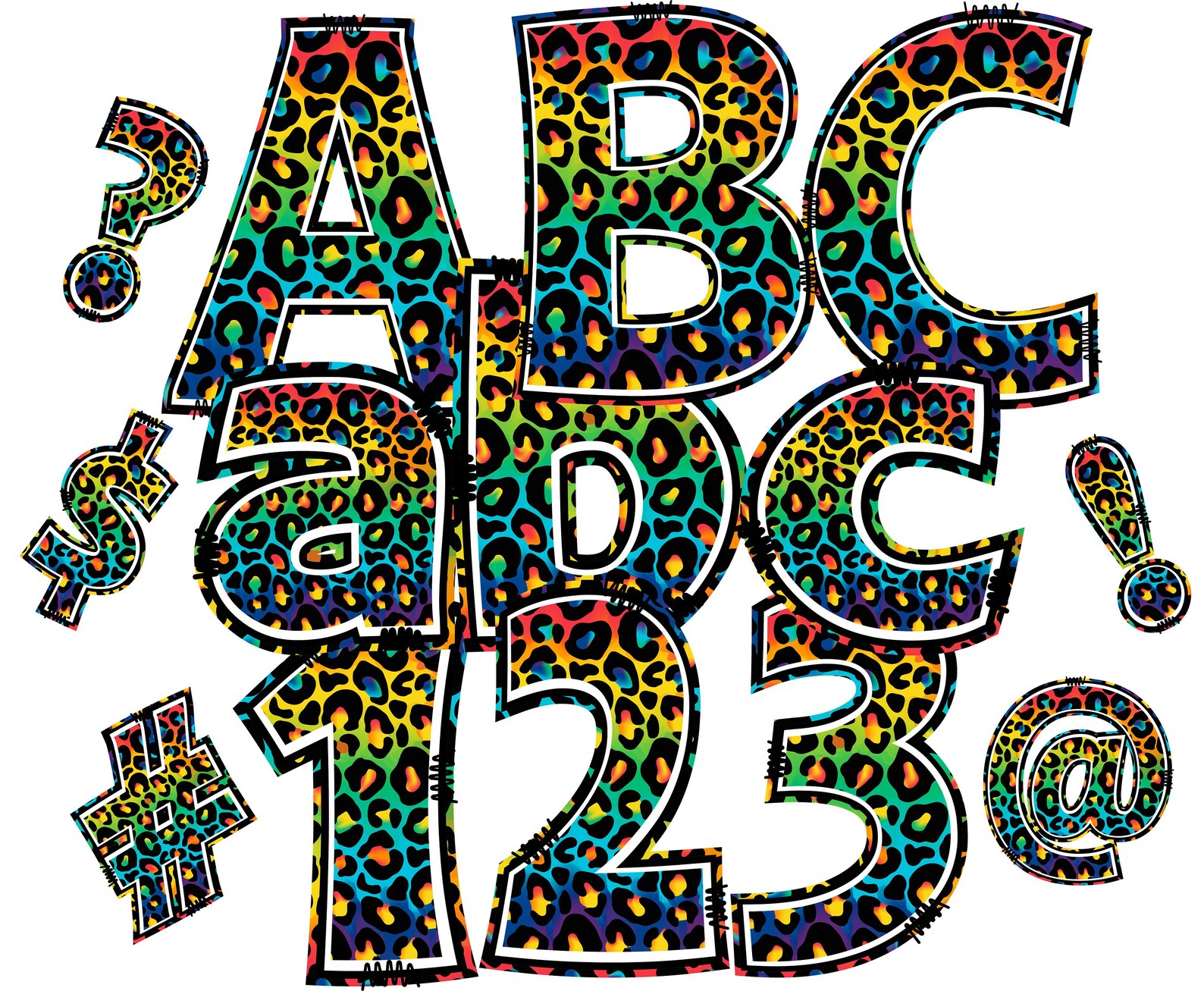Rainbow Leopard Digital Alphabet Letters PNG Sublimation - Etsy