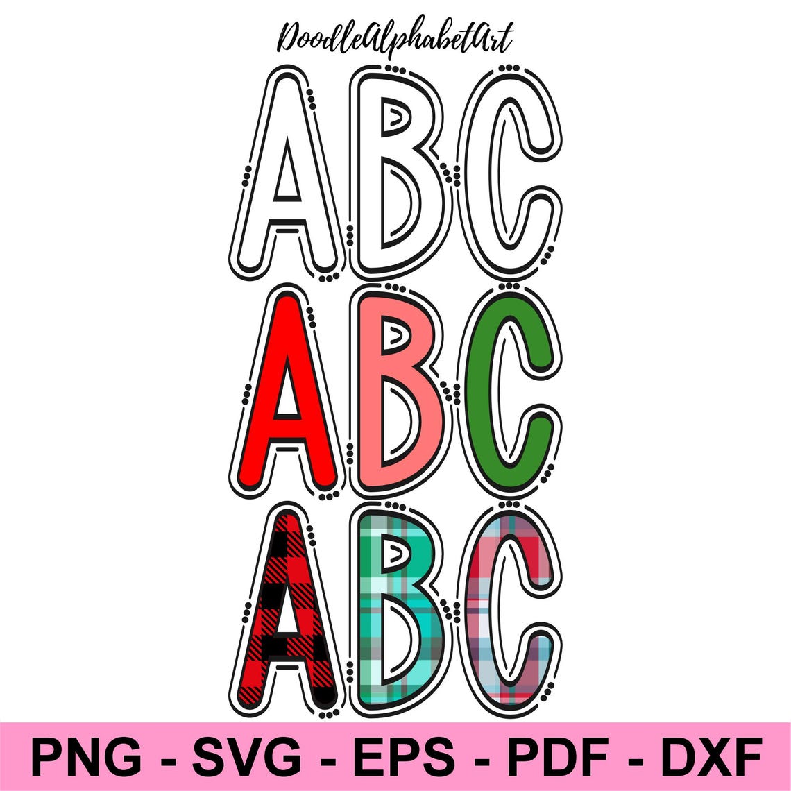 Doodle Alphabet: Transparent PNG SVG Letters for Cricut (digital ...