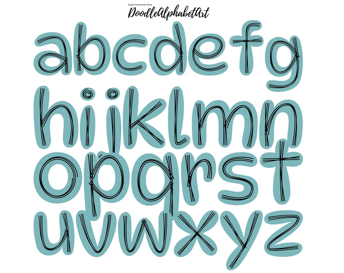 Boho Scribble Letters PNG 5 Alphabet Set Boho Doodle - Etsy