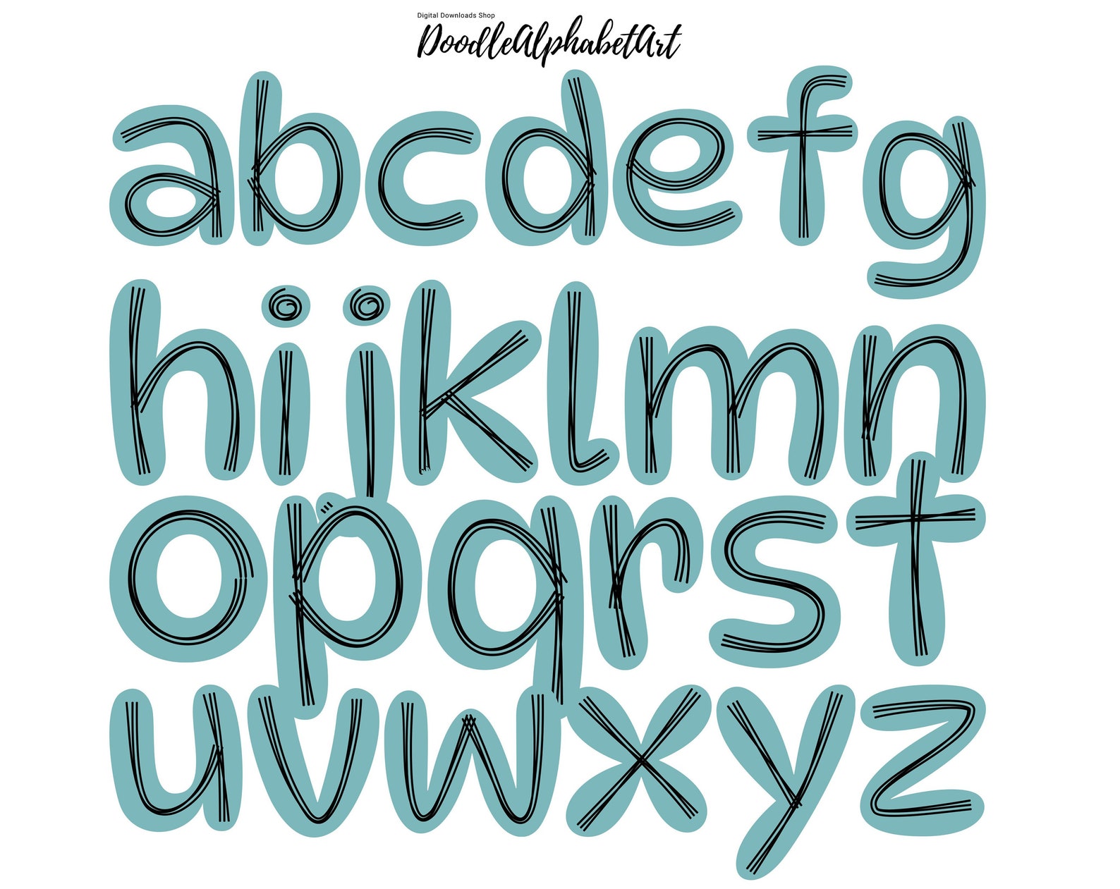 Boho Scribble Letters PNG 5 Alphabet Set Boho Doodle - Etsy