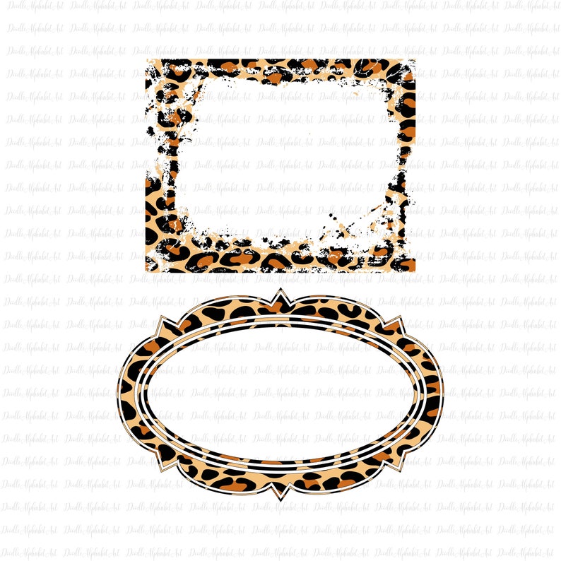 Distressed Grunge Leopard Background Frame PNG Element Design Bundle ...