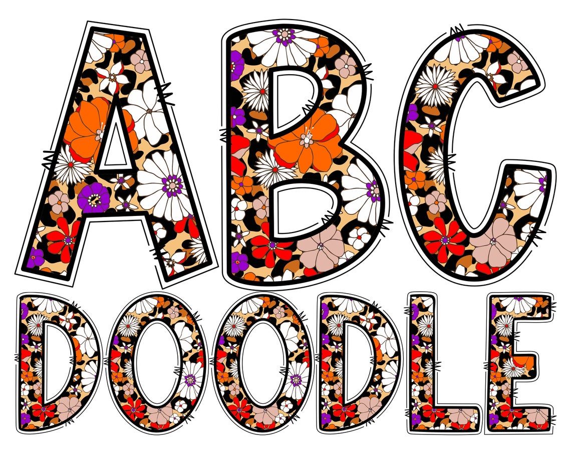 Mixed Leopard Floral Digital Alphabet Letters PNG Floral - Etsy