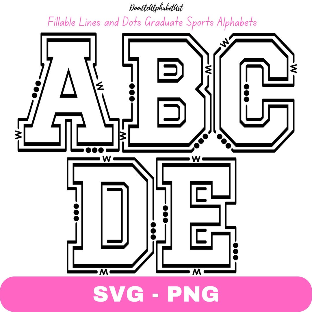 Graduate Sport Alphabet SVG PNG: Fillable Jersey Letters Bundle - Etsy