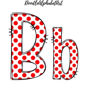 Red Polka Dot Doodle Alphabet PNG Bundle, Uppercase & Lowercase Letters ...
