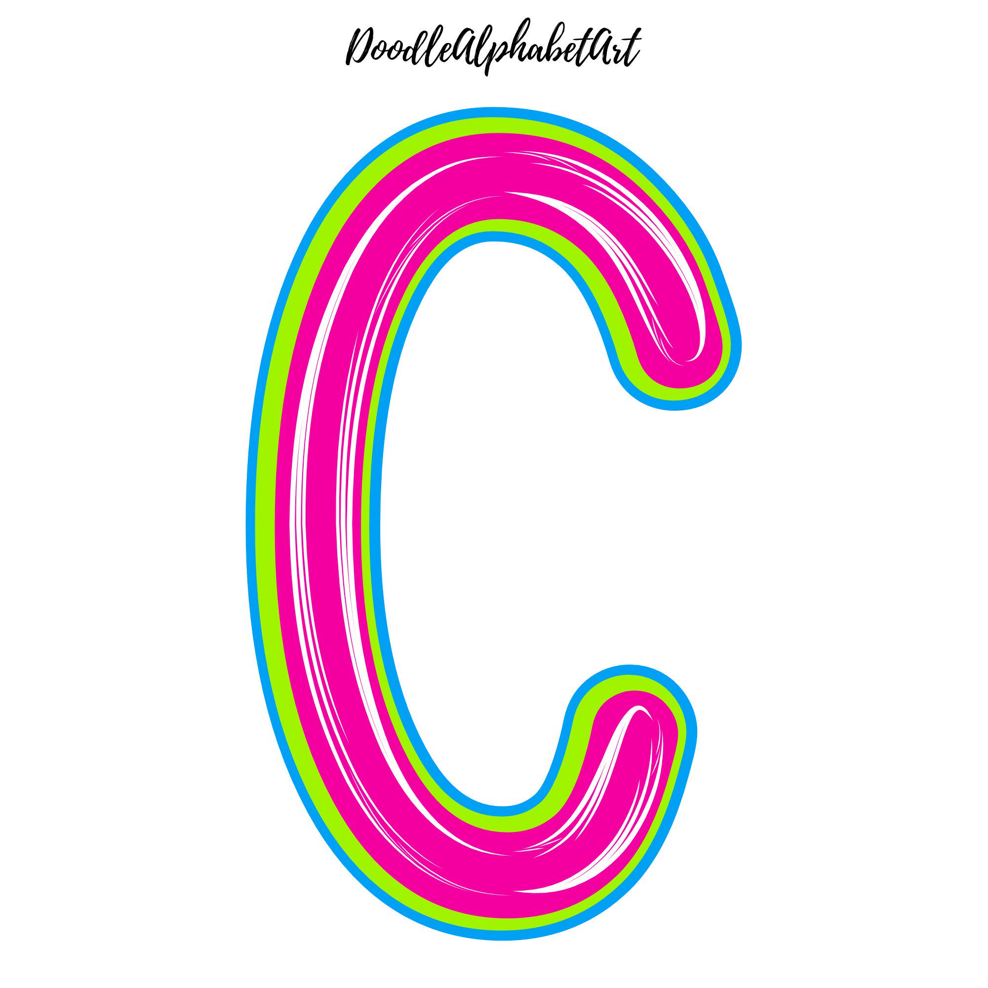 Funky Lettering Doodles PNG Bundle: Bright Color Alpha Pack (digital ...
